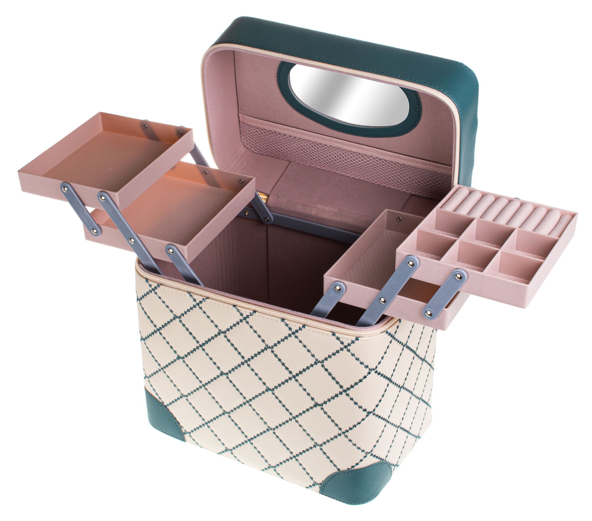 Calco Large Vanity Case Cream + Green