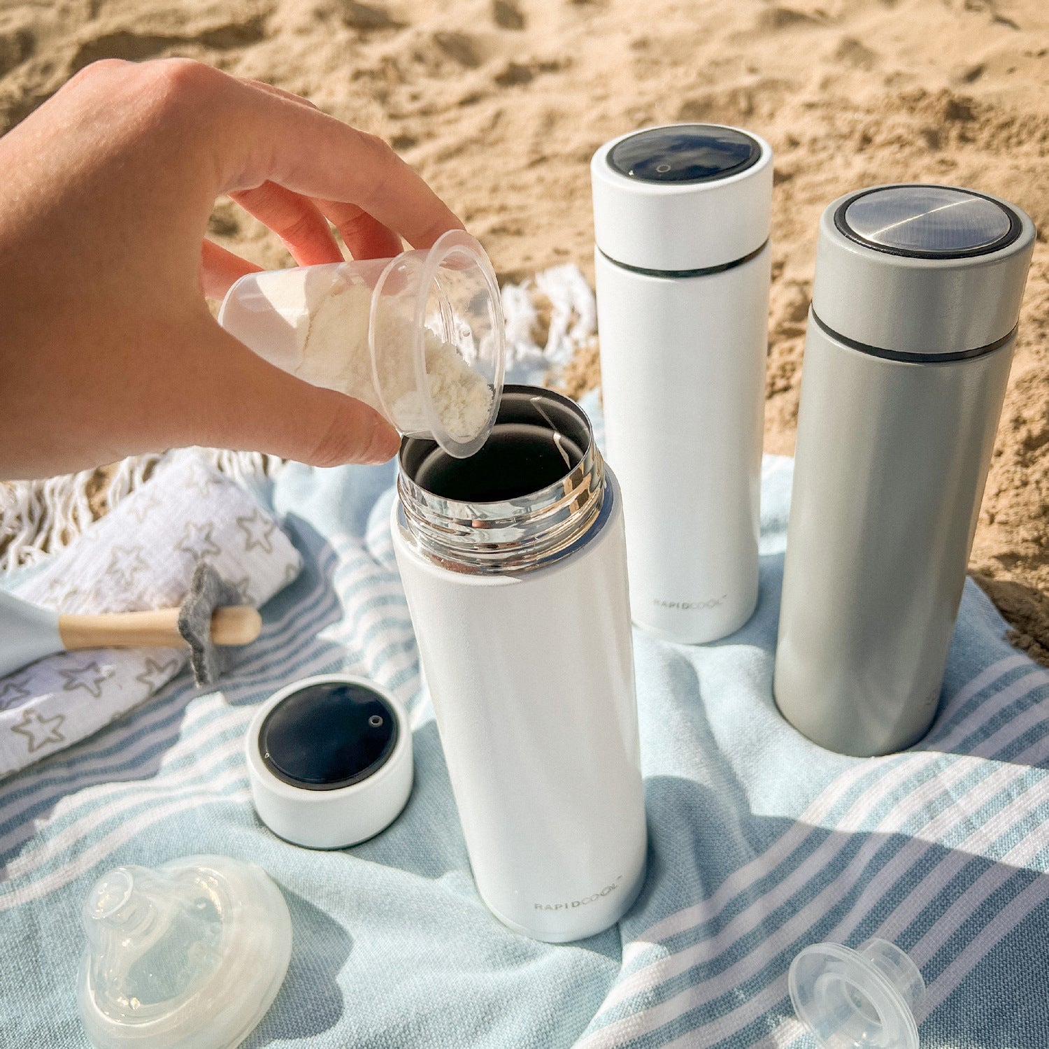 NUBY RAPIDCOOL 3 PIECE FLASK AND POWDER DISPENSER SET