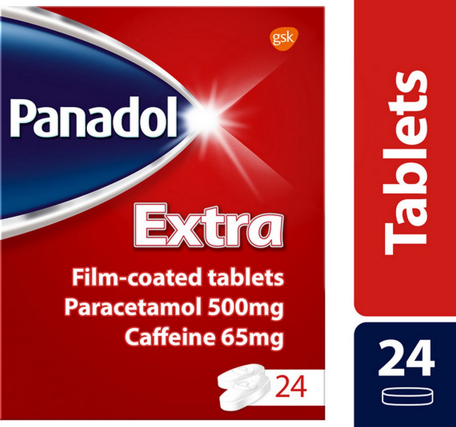 Panadol Extra Pain Relief Tablets Paracetamol Caffeine 500mg/65mg 24s ...